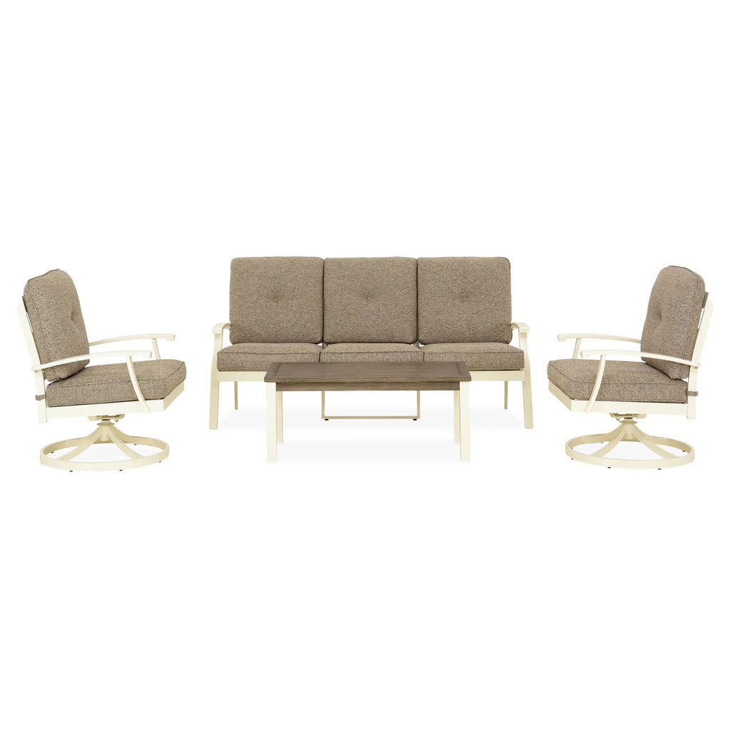 SIRIO Set mobilier terasă/grădină, canapea, 2 fotolii rotative și măsu