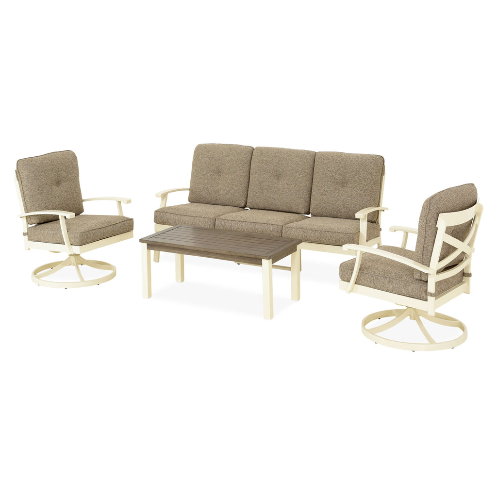 SIRIO Set mobilier terasă/grădină, canapea, 2 fotolii rotative și măsu